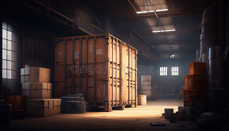 Warehouse with Packed Boxes Stock Illustration - Illustration of ...