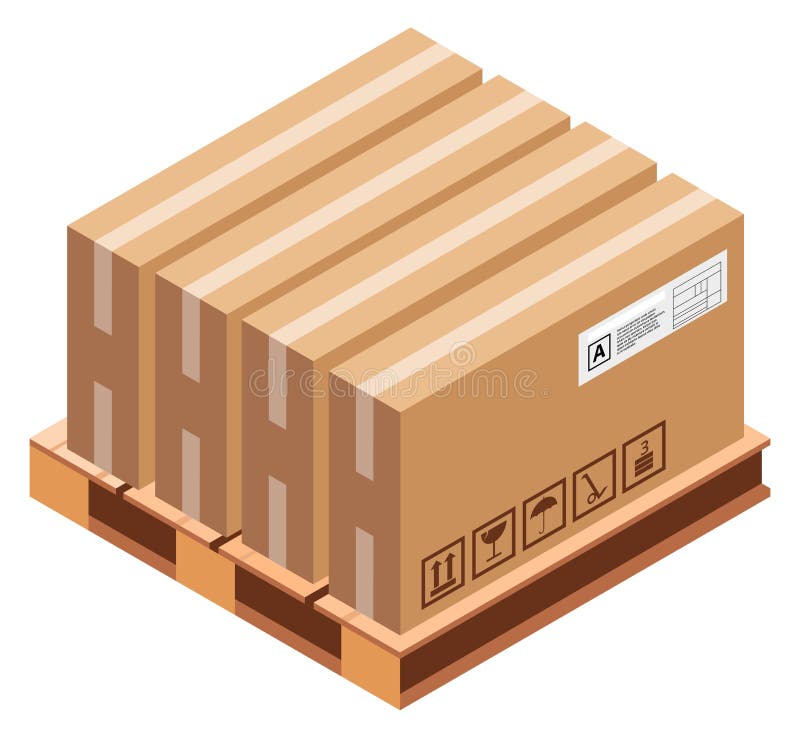 Cartoon Warehouse Shelves with Cargo Boxes. Cardboard Containers Stock ...