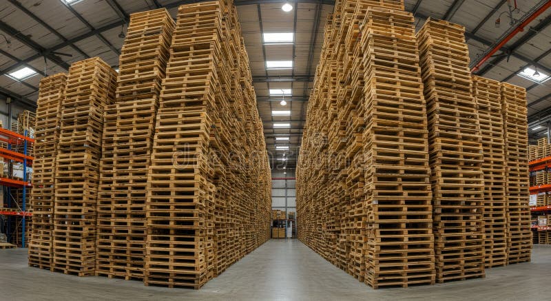 Warehouse Pallet Storage Optimization Rows of Stacked Wooden Pallets ...
