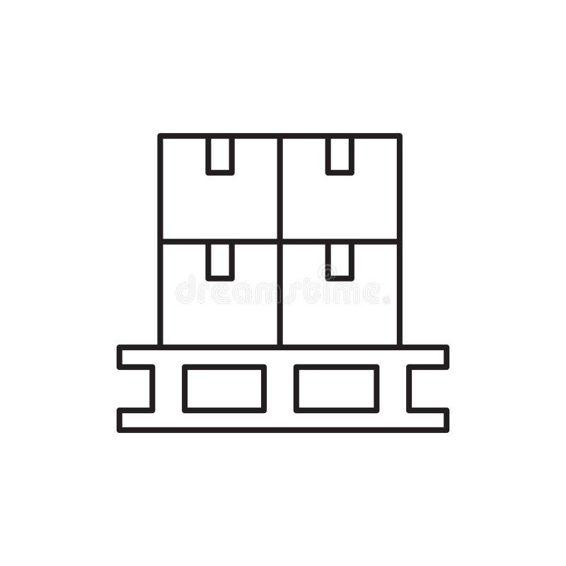 Warehouse Pallet Vector. Simple Line Illustration. Stack of Boxes ...