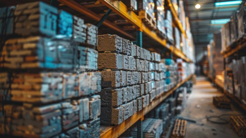 Warehouse with Pallets of Bricks. Stock Image - Image of trade, bricks ...