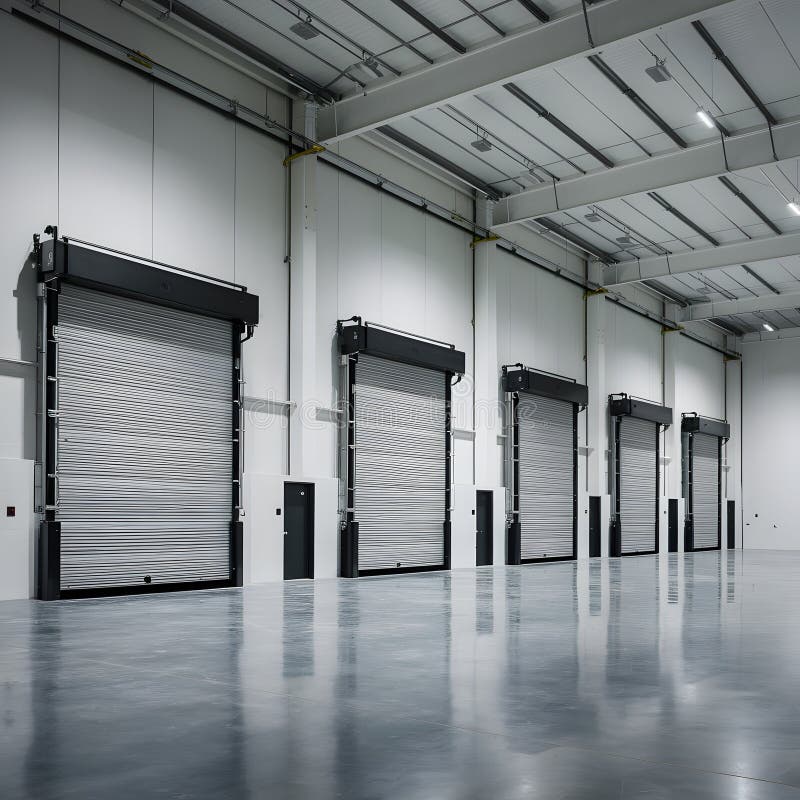 Warehouse with Panel Walls, Roller Shutter Doors, Minimalist Design ...