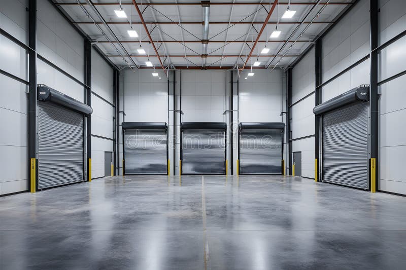 Warehouse with Panel Walls, Roller Shutter Doors, Minimalist Design ...