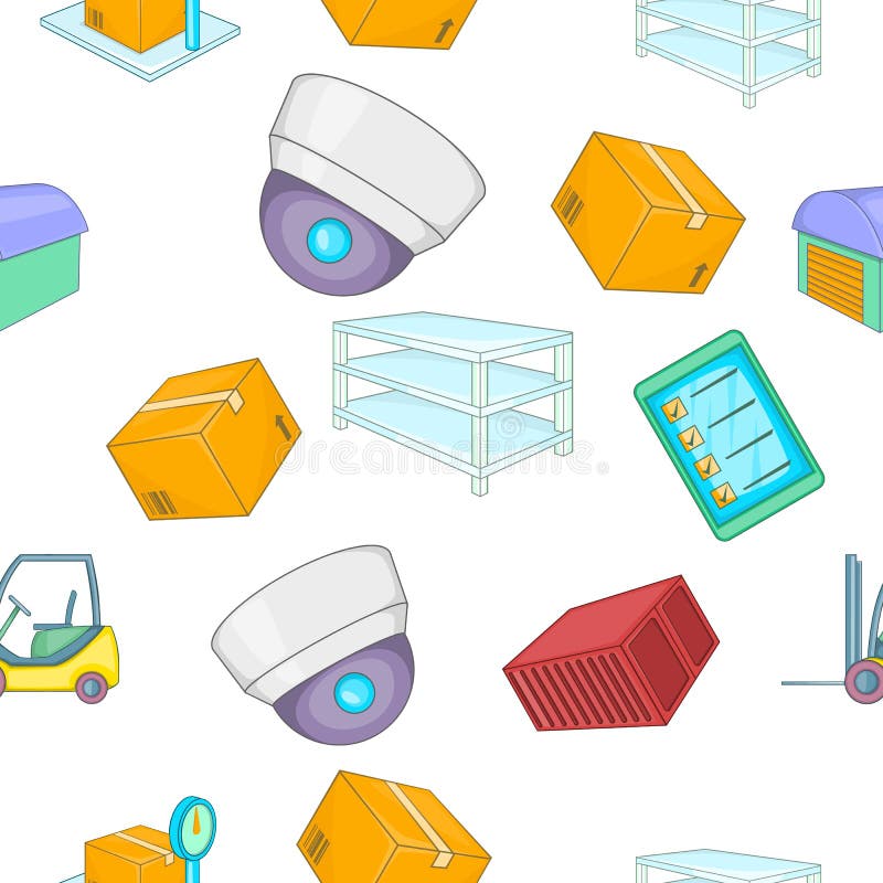 Warehouse Pattern, Cartoon Style Stock Vector - Illustration of ...