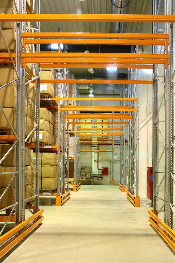 Warehouse Premise Racks Storage Boxes Stock Photo - Image of bandaged ...