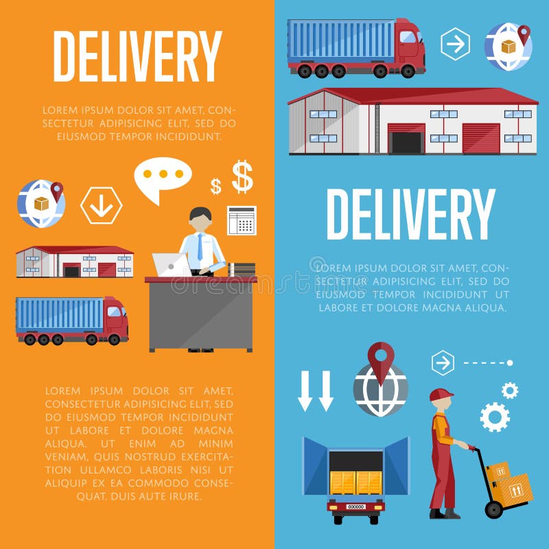 Warehouse Process Infographics Banners. Stock Vector - Illustration of ...