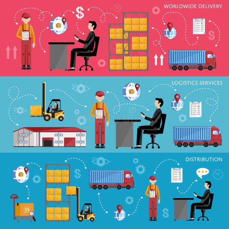 Warehouse Process Infographics Four Banners. Stock Vector ...