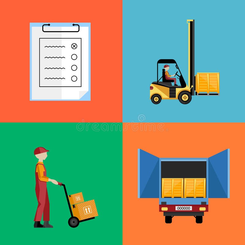 Warehouse Process Infographics Four Banners. Stock Vector ...