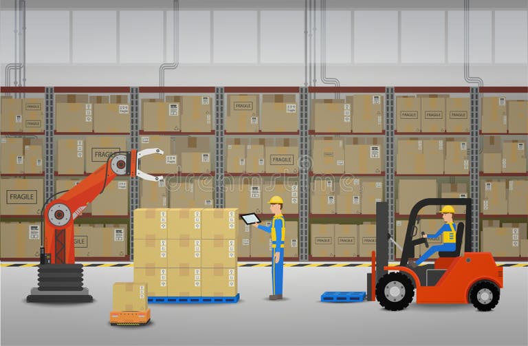 Warehouse in process stock vector. Illustration of delivery - 147921630