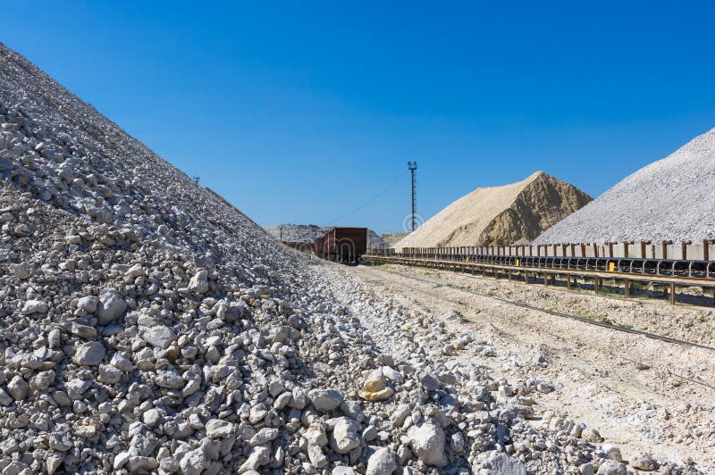 Warehouse Production in Quarry Blue Clay Stock Photo - Image of ground ...
