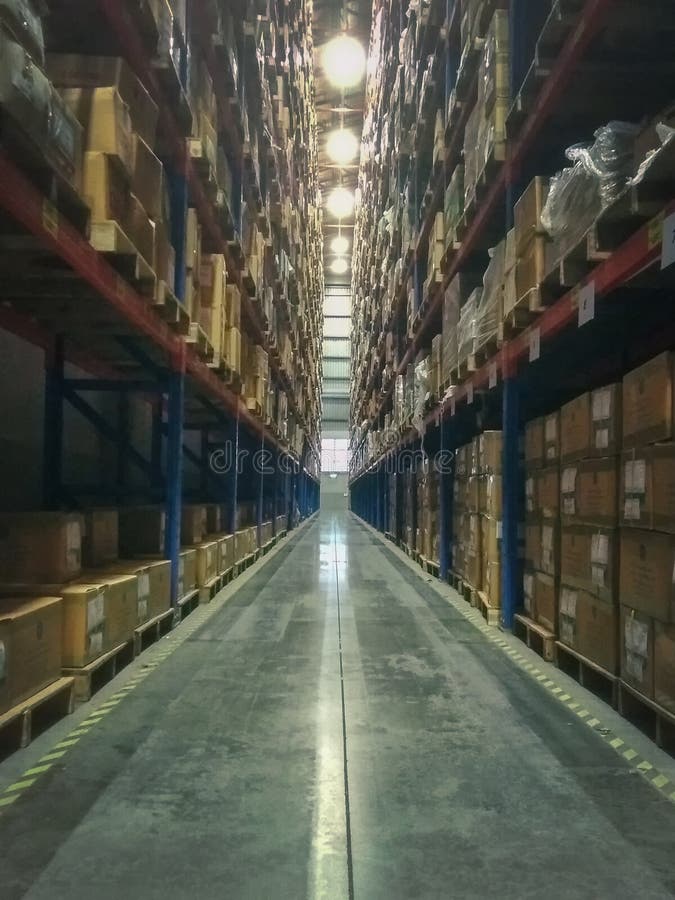 Warehouse with Rack Arrangement Stock Photo - Image of business, group ...