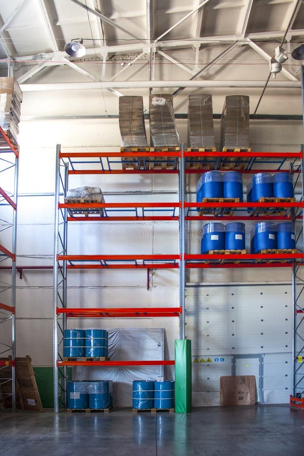 Warehouse with Racks at the Factory Stock Image - Image of scaffolding ...
