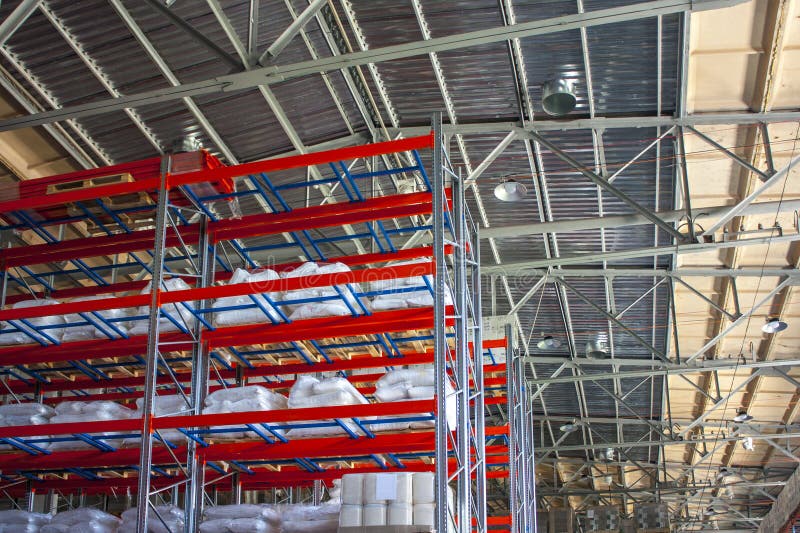 Warehouse with Racks at the Factory Stock Image - Image of engineering ...