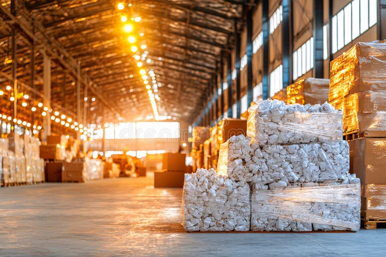 Warehouse with Recyclable Materials and Energy Efficient Lighting, Promoting Eco Friendly ...