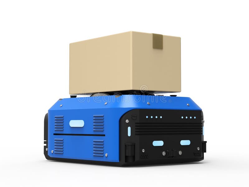 Robot Carry Cardboard Boxes Stock Illustration - Illustration of ...