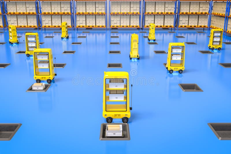 Warehouse Robot or Robotic Assistant Deliver Boxes Stock Photo - Image ...