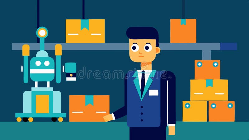 Warehouse Robotics a Scene Where a Manager Oversees AIpowered Robots ...
