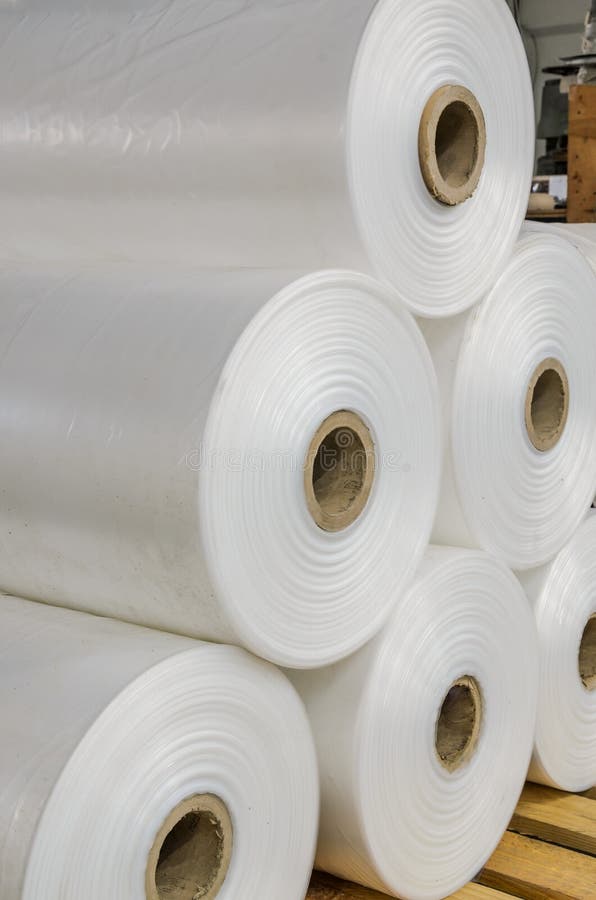 Warehouse with Rolls of Polyethylene Stock Photo - Image of ...