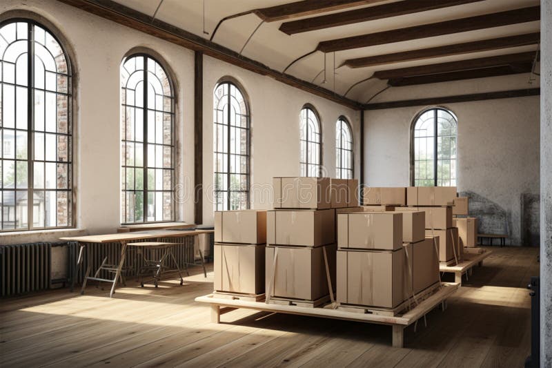 Warehouse Room Delivery Packages Arragement in the Expeditions Stock ...