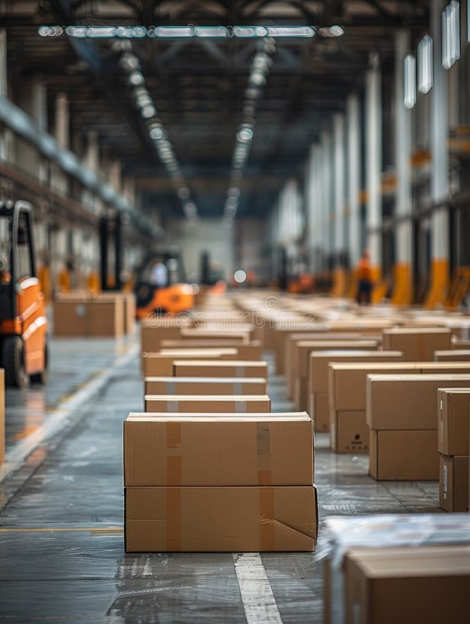 Warehouse Rows Boxes Forklifts Background Stock Photos - Free & Royalty ...