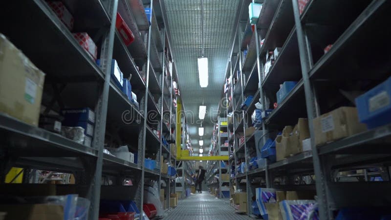 Warehouse with Rows stock video. Video of logistics - 171714541