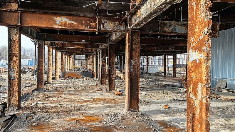 Warehouse with Rusted Beams Undergoing Structural Repair. Picture Stock ...