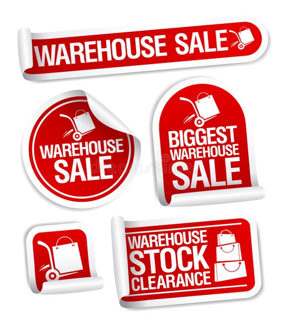 Warehouse sale stickers. stock vector. Illustration of cheap - 24556565