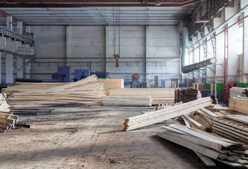 Warehouse Sawn Wood Processing Enterprises Stock Image - Image of board ...