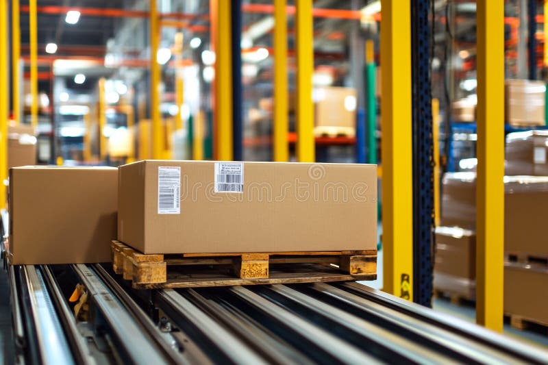 Warehouse Scene Featuring a Machine with Safety Measures in Place ...