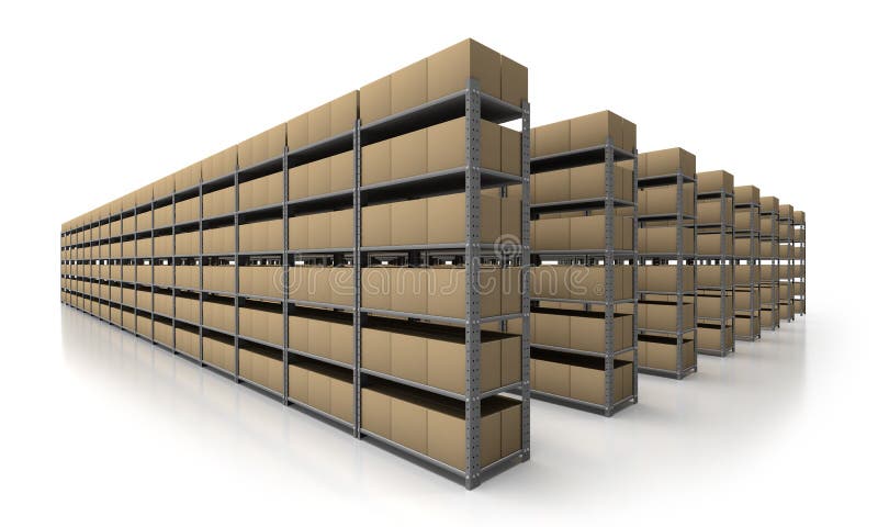 Warehouse Scene in Wide Angle View Stock Illustration - Illustration of ...