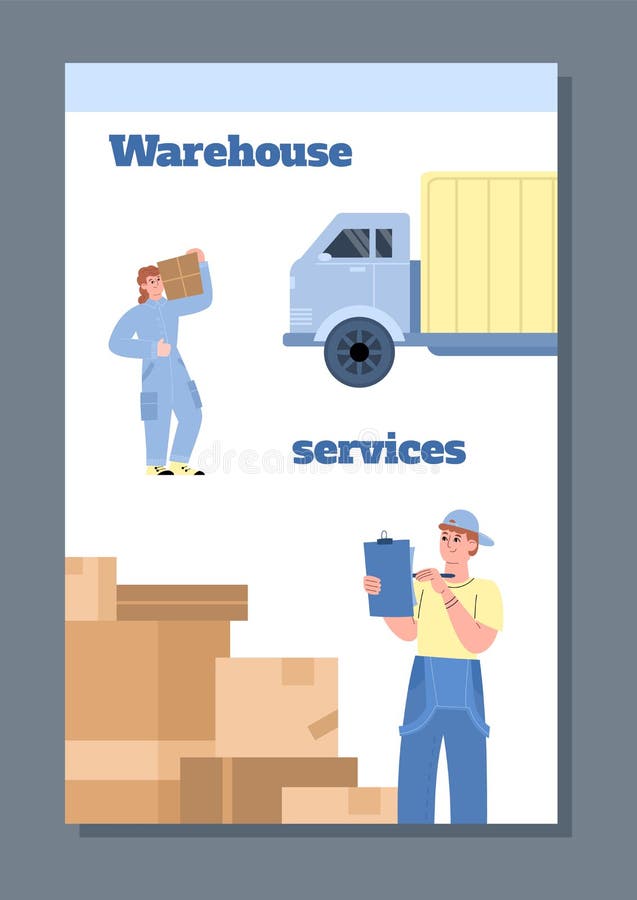 Warehouse Services Advertising Banner or Poster Flat Vector ...