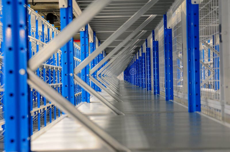 Warehouse Shelfs in Large Storage Building Stock Photo - Image of ...