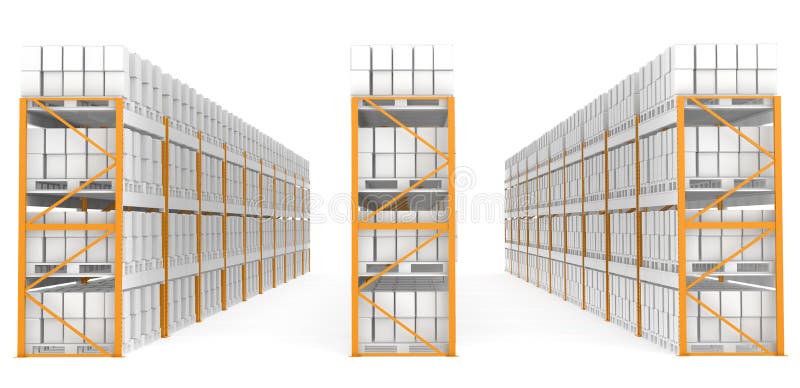 Warehouse Shelves, Side View. Stock Illustration - Illustration of rack ...