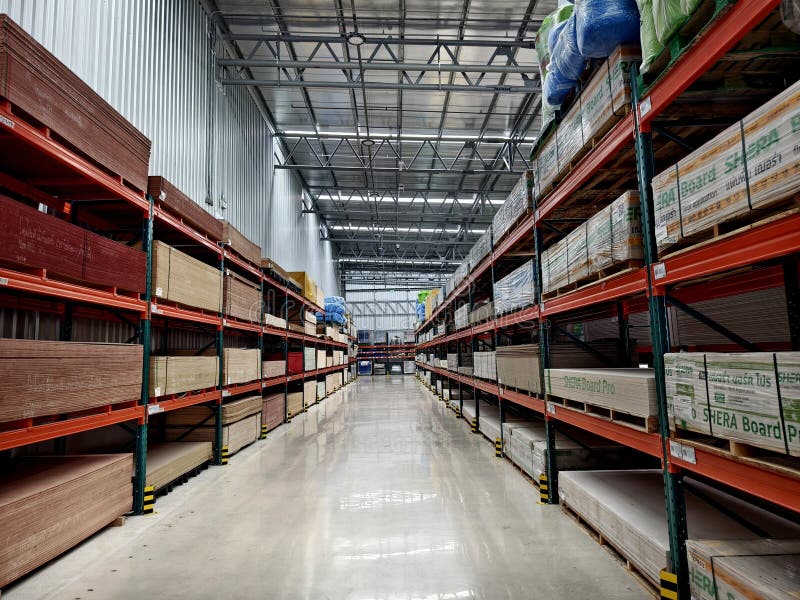 Warehouse with Shelves and Boxes in the Shopping Mall for Retail ...