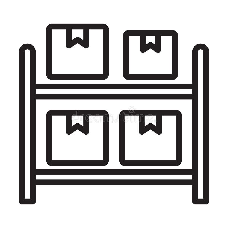 Warehouse, Shelves, Boxes, Storage Fully Editable Vector Icon Stock ...