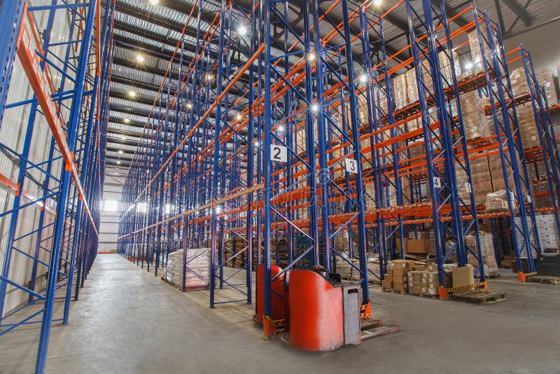 Warehouse shelves stock photo. Image of package, room - 55260340
