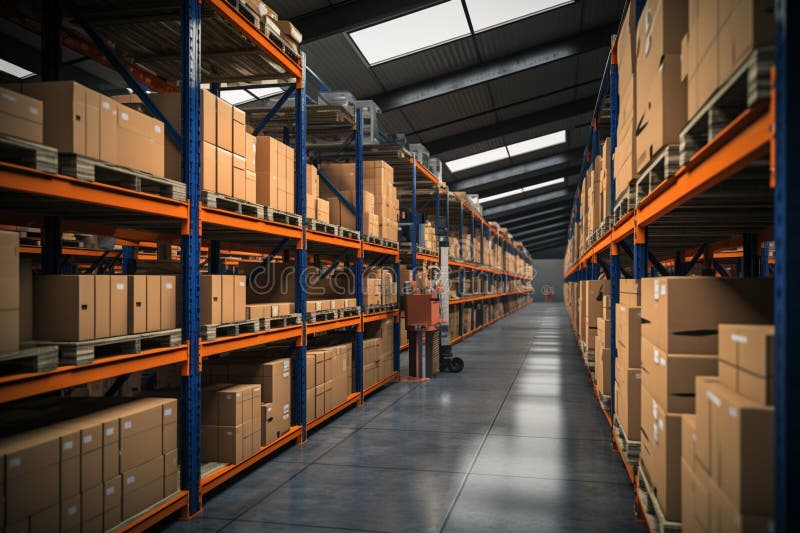 Warehouse with Shelves Full of Merchandise, Ready for Global ...
