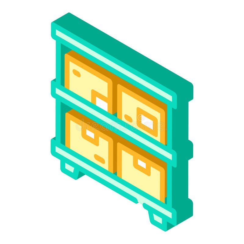 Warehouse Shelves Isometric Icon Vector Illustration Stock Vector ...