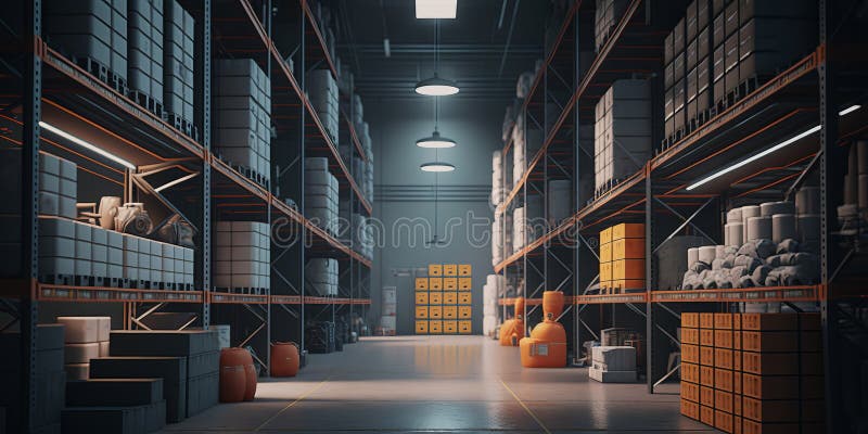 Warehouse Shelving Boxes Warehouse Generative AI Stock Illustration ...