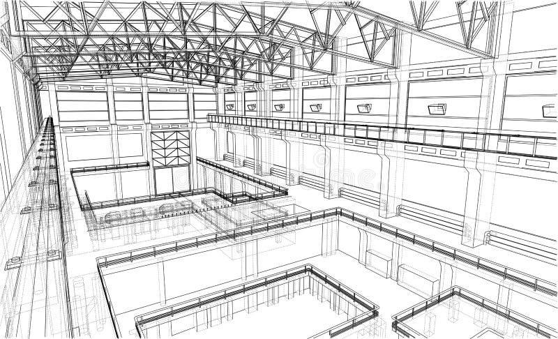 Warehouse sketch. Vector stock vector. Illustration of factory - 101702671