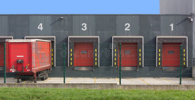 Warehouse with Slots for Trucks Stock Image - Image of transportation ...