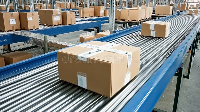 Warehouse Sorting Packages Onto Conveyor Belts, Fast and Efficient ...