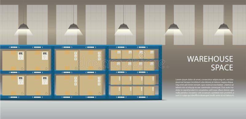 Warehouse space banner stock vector. Illustration of cargo - 158538210