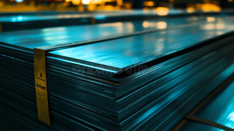 In the Warehouse, a Stack of Galvanized Steel Sheets Stands ...