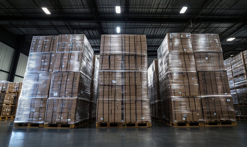 Warehouse Stacked Boxes, Pallets, Storage Facility, Organized Inventory ...