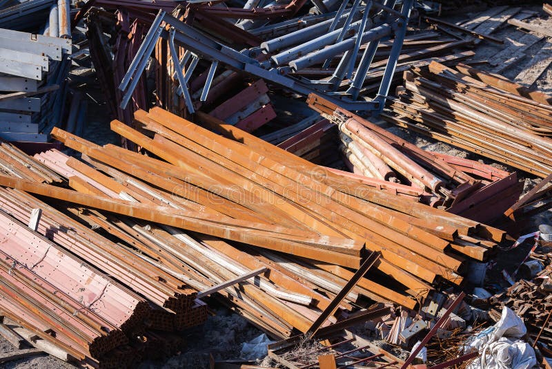 Warehouse of Steel Building Structures in an Open Area. Stock Image ...
