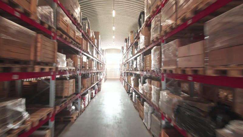 Warehouse or Stock of Materials, Racks, Boxes, Containers. Shelves with ...