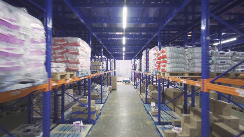 Warehouse or Stock of Materials, Racks, Boxes, Containers. Shelves with ...