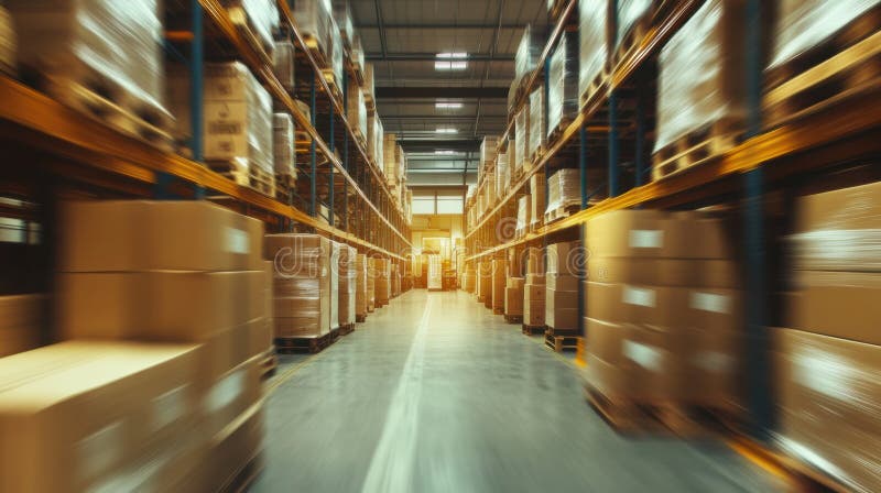 Warehouse Storage Area Filled with Boxes and Crates Organized on ...