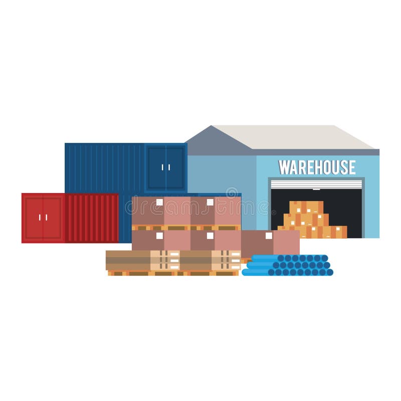 Warehouse Storage Building with Merchandise Stock Vector - Illustration ...